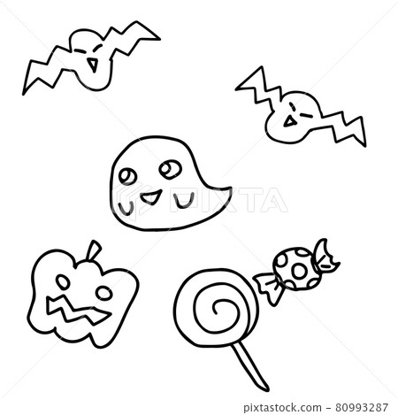 Assorted Halloween pattern line drawing... - Stock Illustration ...