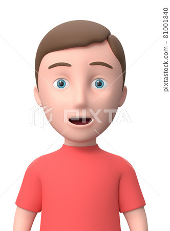 Young Kid Amazed. 3D Cartoon Character Isolated... - Stock Illustration ...