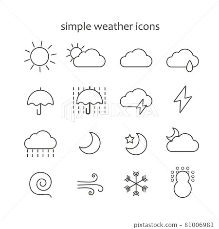 Simple black and white line drawing weather... - Stock Illustration ...