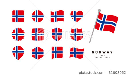 Norwegian flag icon set vector illustration of... - Stock Illustration ...
