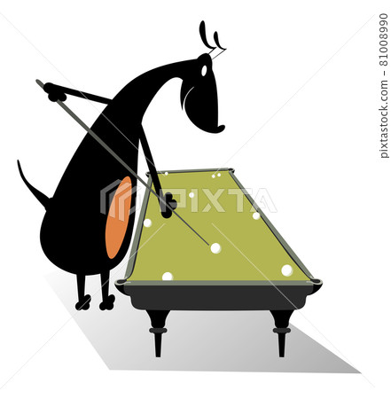 Cartoon dog pool player illustration. Smiling... - Stock Illustration ...