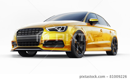Super fast sports car yellow color on a white... - Stock Illustration ...