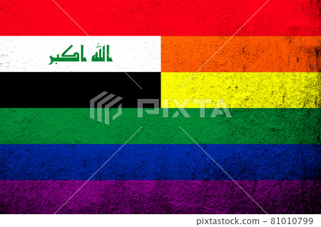 Iraq Rainbow LGBT pride flag. Grunge background - Stock Illustration ...