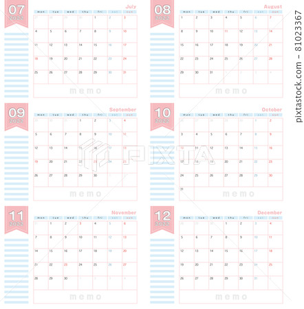 Monthly Page Monthly Schedule July-December... - Stock Illustration ...