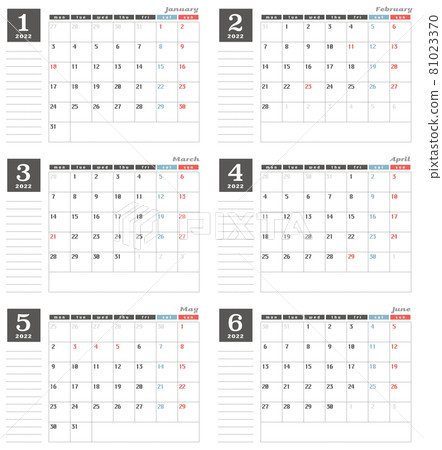 Monthly page monthly schedule January-June 2021... - Stock Illustration ...