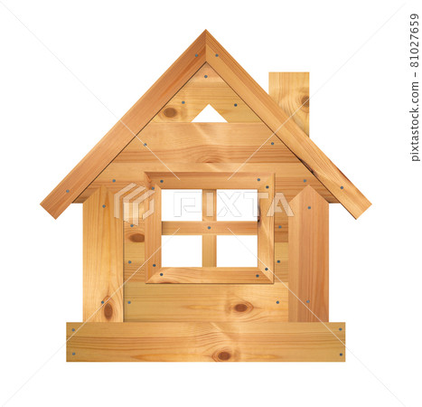 Wooden house to four-section window opening... - Stock Illustration ...