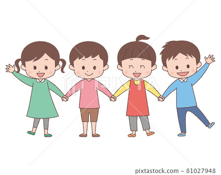 Children connecting hands - Stock Illustration [81027948] - PIXTA