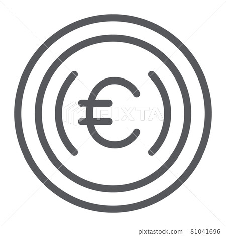 Euro coin line icon, cash and money, euro cent... - Stock Illustration ...