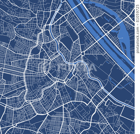 Detailed map poster of Vienna city, linear... - Stock Illustration ...