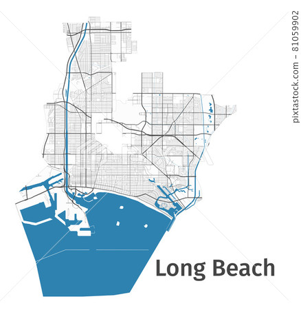 Long Beach map. Detailed map of Long Beach city... - Stock Illustration [81059902] - PIXTA
