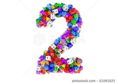 Number 2, from colored roleplaying dice. 3D... - Stock Illustration ...