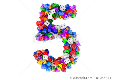 Number 5, from colored roleplaying dice. 3D... - Stock Illustration ...
