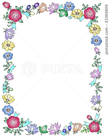 Vertical frame of colorful and cute flowers and... - Stock Illustration ...