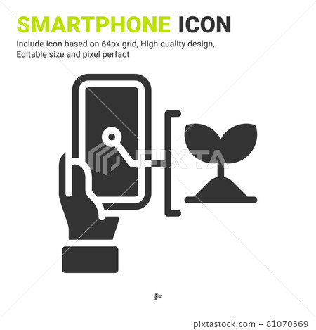 Smartphone and plant icon vector with glyph... - Stock Illustration ...