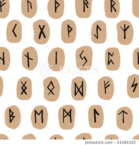 Runes, seamless pattern background. Ancient... - Stock Illustration ...