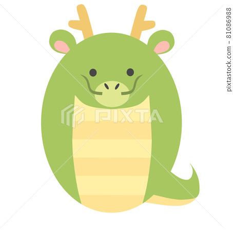 Round and simple cute dragon - Stock Illustration [81086988] - PIXTA