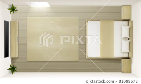 Vector modern bedroom interior top view - Stock Illustration [81089678 ...