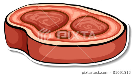 Raw meat sticker on white background - Stock Illustration [81091513 ...