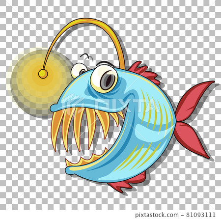 Angler Fish cartoon character isolated on... - Stock Illustration ...