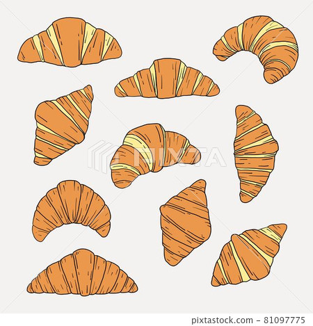 Doodle freehand sketch drawing of croissant bread. - Stock Illustration ...