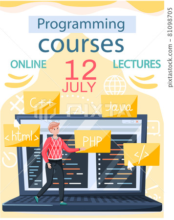Programming courses online education, coding... - Stock Illustration ...