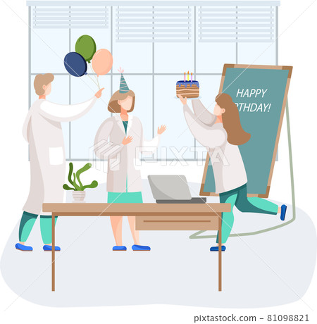 Birthday party, fun entertainment in medical... - Stock Illustration ...