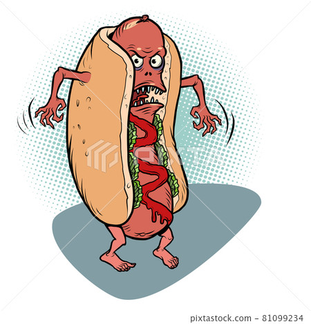 angry negative dangerous hot dog fast food... - Stock Illustration ...