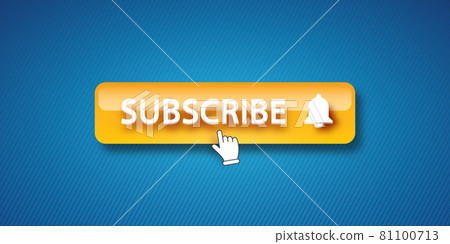 Orange subscribe button with ring bell isolated... - Stock Illustration ...