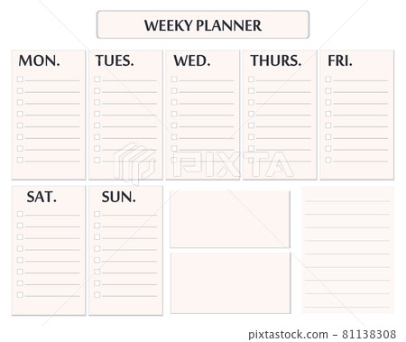 Elegant weekly planner template. Isolated... - Stock Illustration ...