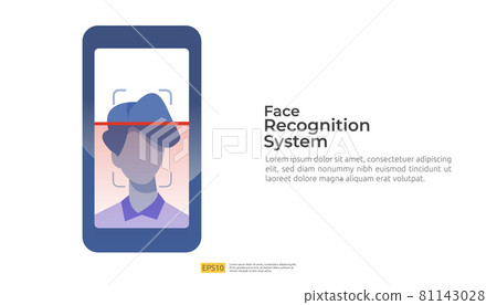 Face recognition system scanning on smartphone.... - Stock Illustration ...