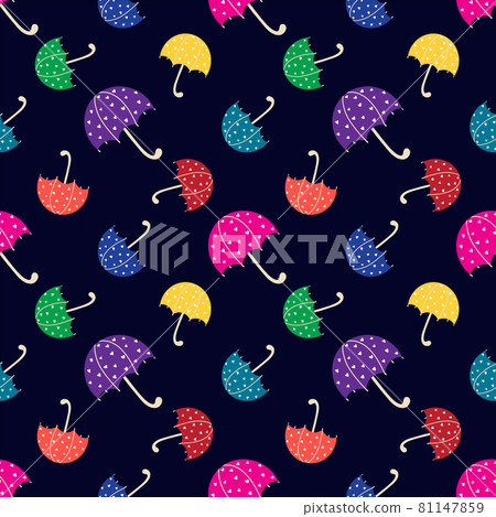 Seamless umbrella pattern on dark blue background. - Stock Illustration ...
