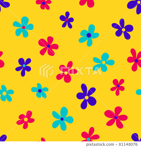 Seamless pattern with colorful flowers. Vector... - Stock Illustration ...