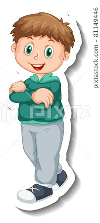 Sticker template with a boy cartoon character... - Stock Illustration ...