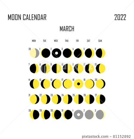 March 2022 Moon calendar. Astrological calendar... - Stock Illustration ...
