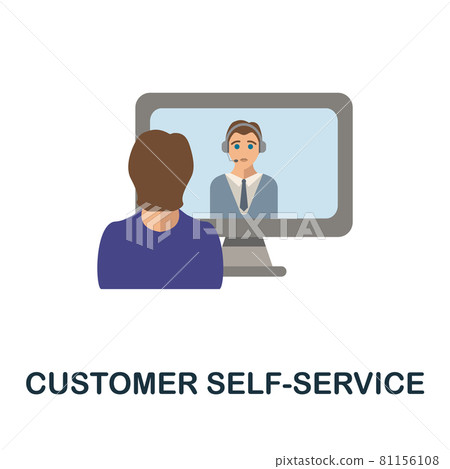 Customer Self-Service flat icon. Colored sign... - Stock Illustration ...