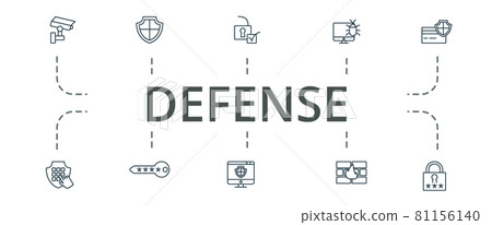 Defense icon set. Contains editable icons theme... - Stock Illustration ...