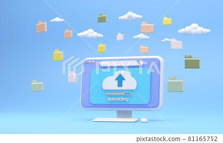 System computer screen uploading files with the... - Stock Illustration ...