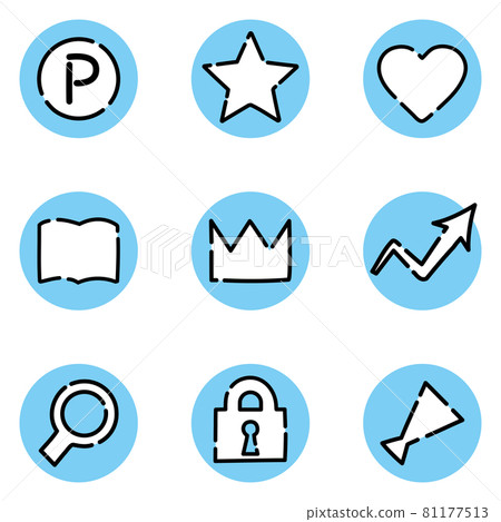 Icon set 04 (blue, round, simple and cute icon... - Stock Illustration ...