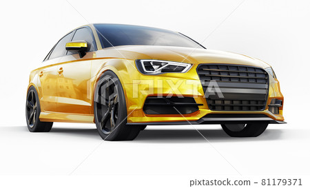 Super fast sports car yellow color on a white... - Stock Illustration ...