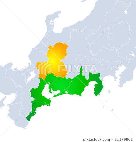 Gifu Prefecture Map and Tokai Region - Stock Illustration [81179908 ...