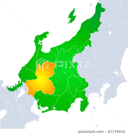 Gifu Prefecture Map and Chubu Region - Stock Illustration [81179910 ...