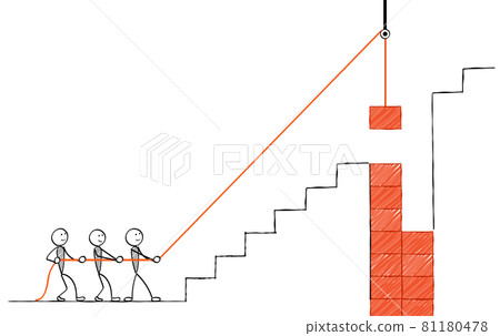 Stickman filling the hole in the stairs - Stock Illustration [81180478 ...