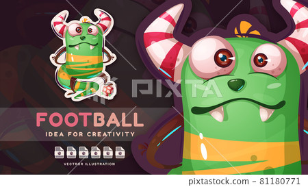 Cartoon chaaracter halloween monster play football - Stock Illustration ...