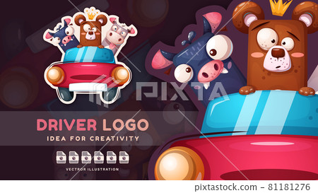 Cartoon character crazy drive friends -... - Stock Illustration ...