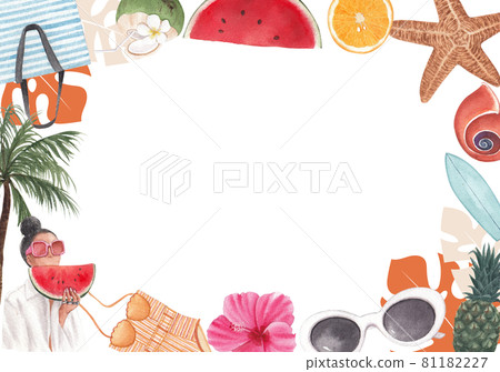 Summer vibe frame watercolor - Stock Illustration [81182227] - PIXTA