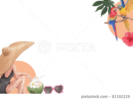 Summer vibe frame watercolor - Stock Illustration [81182229] - PIXTA