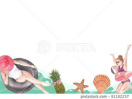 Summer vibe frame watercolor - Stock Illustration [81182237] - PIXTA