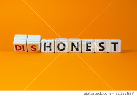Honest or dishonest symbol. Turned cube and... - Stock Photo [81182687 ...