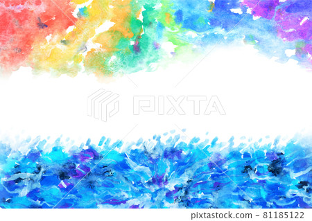 Water wave blue rainbow watercolor vector... - Stock Illustration ...