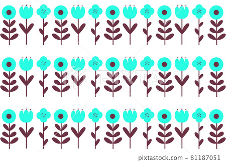 Scandinavian blue flower pattern - Stock Illustration [81187051] - PIXTA